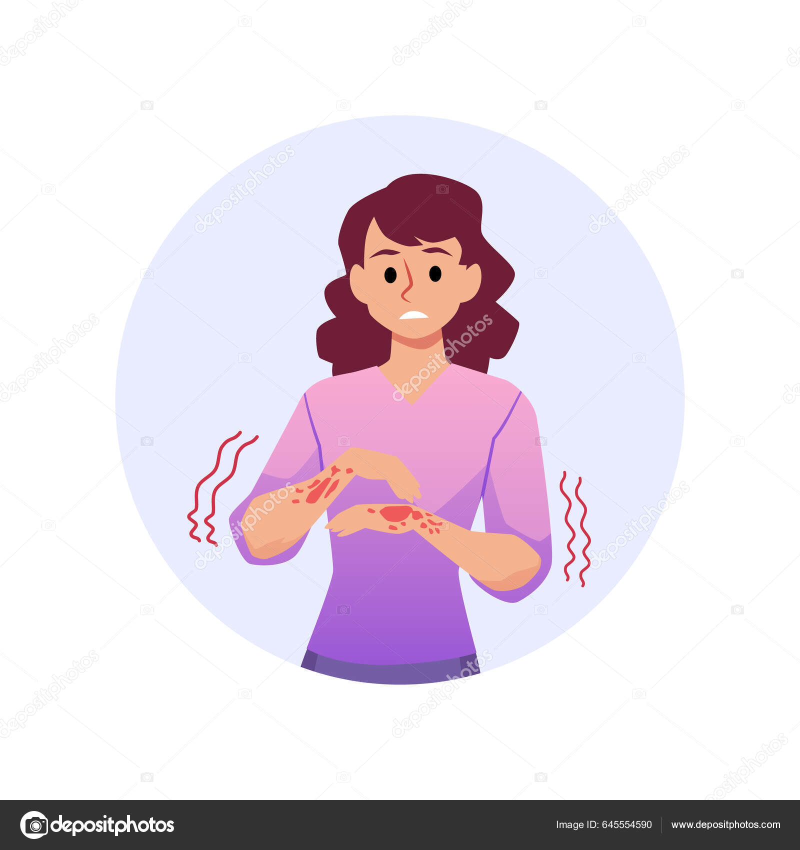 Woman Itchy Red Spots Hands Frame Flat Style Vector Illustration Stock ...