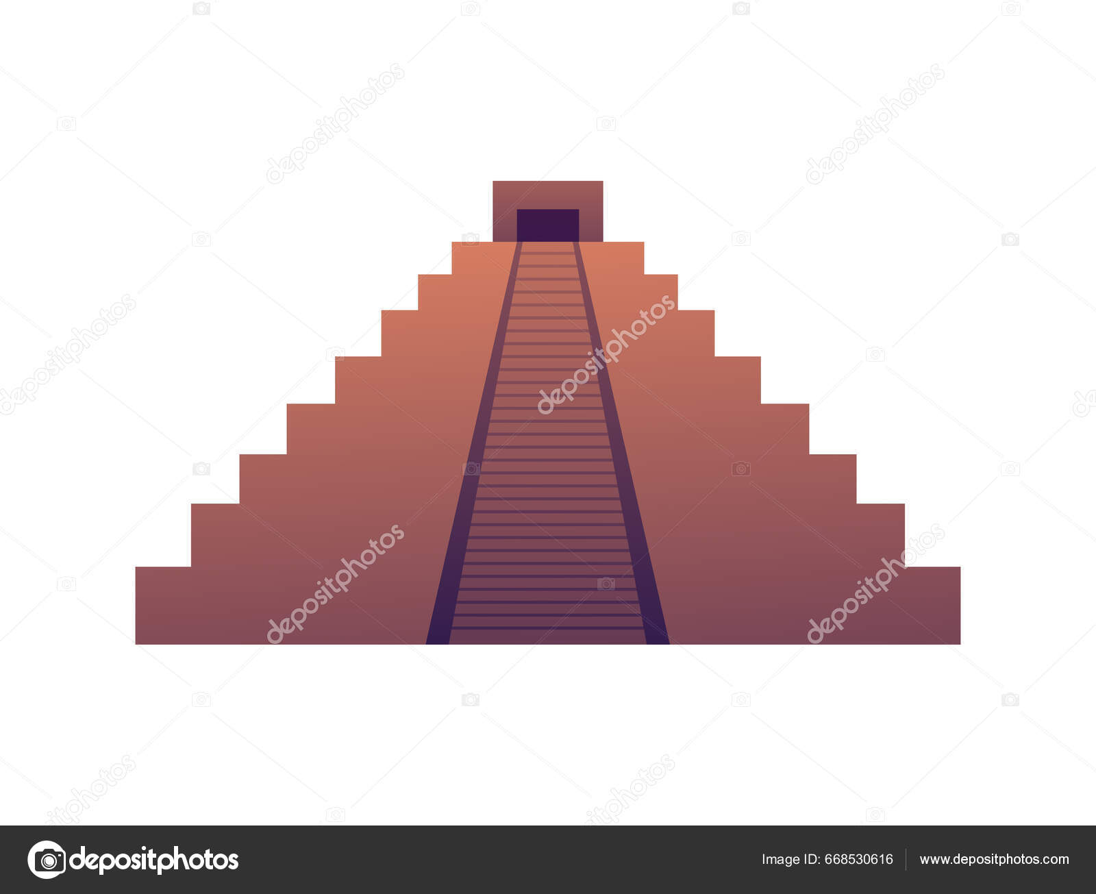Mexican Pyramid Flat Style Vector Illustration Isolated White ...