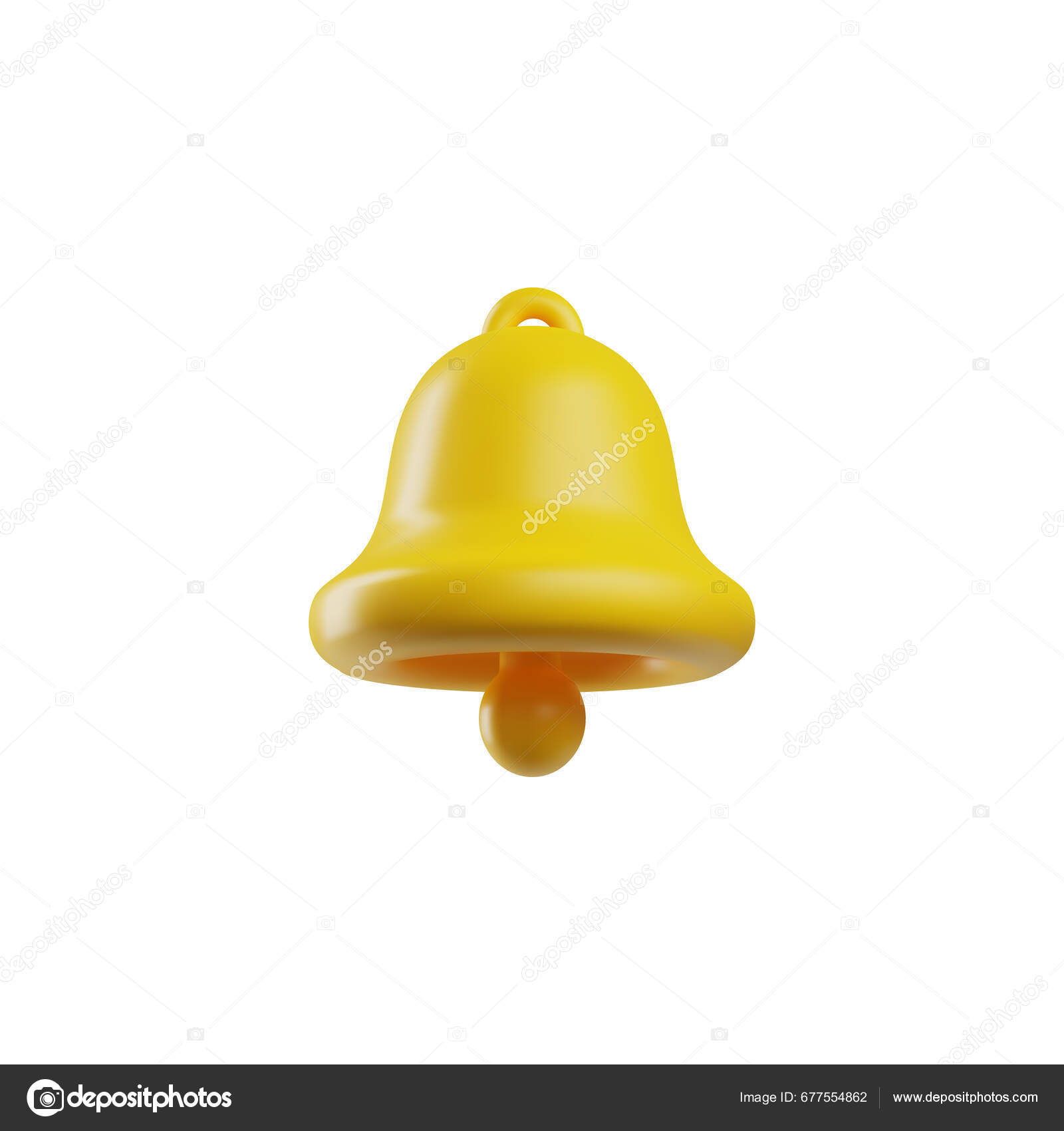 Reminder Bell Vector Icon Upright Render Yellow Handbell Social Media ...