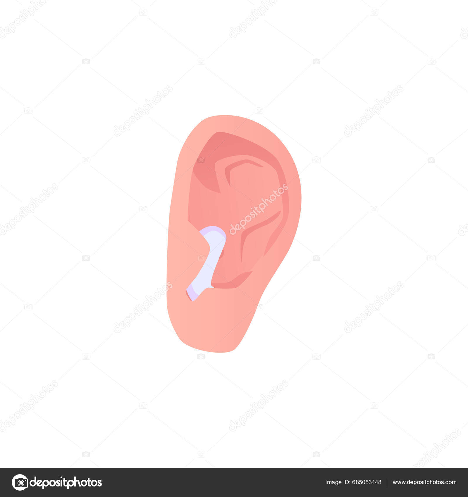 Hearing Aid Ear Vector Illustration Isolated White Wireless Medical ...