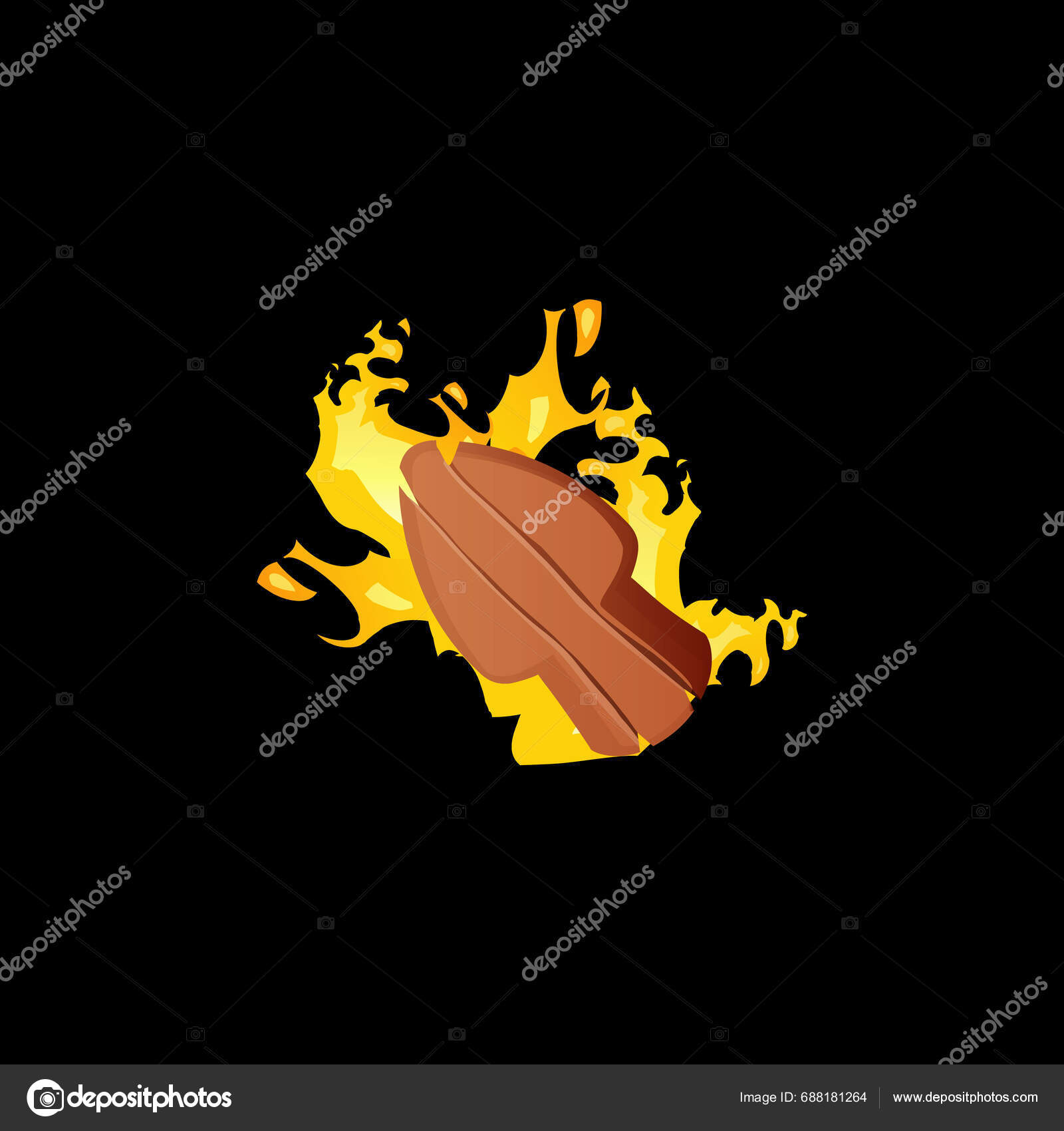 Wood Arrow Fire Flame Cursor Pointer Asset Game Design Element Stock ...