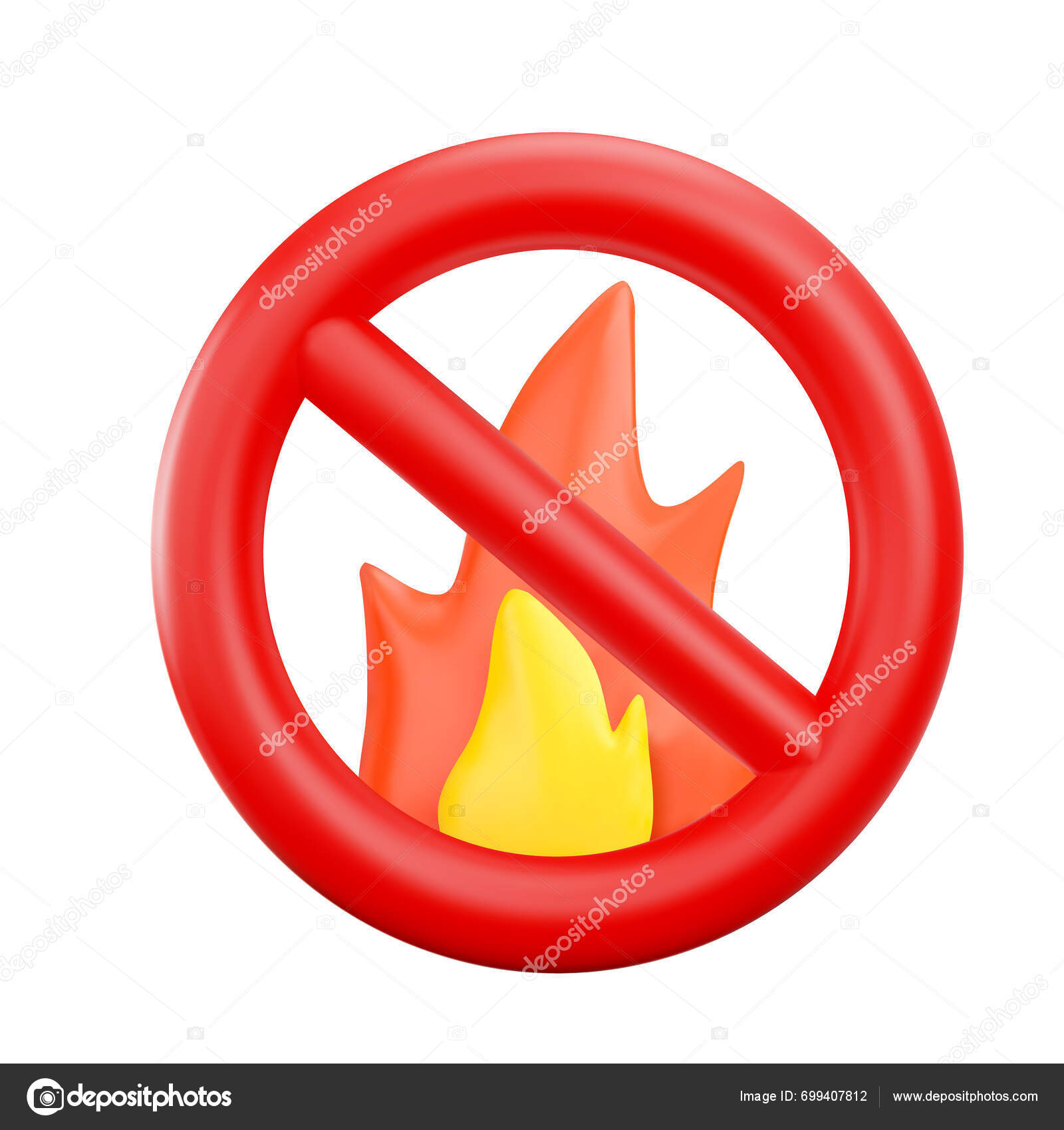 Stop Fire Volumetric Icon Vector Illustration Isolated White Background ...