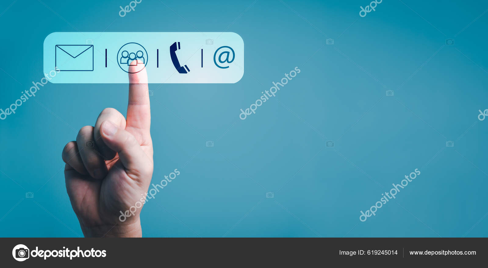 Hand Touching Communication Customer Service Contact Icon Mail Phone ...