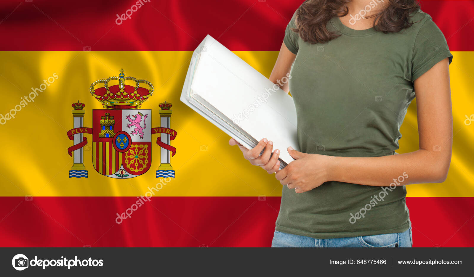 Half Length Portrait Female Student Folder Foreign Language Teaching ...