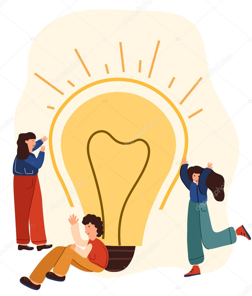 Busca una idea brillante, startup. Una bombilla como símbolo de la creación de su negocio y el ...