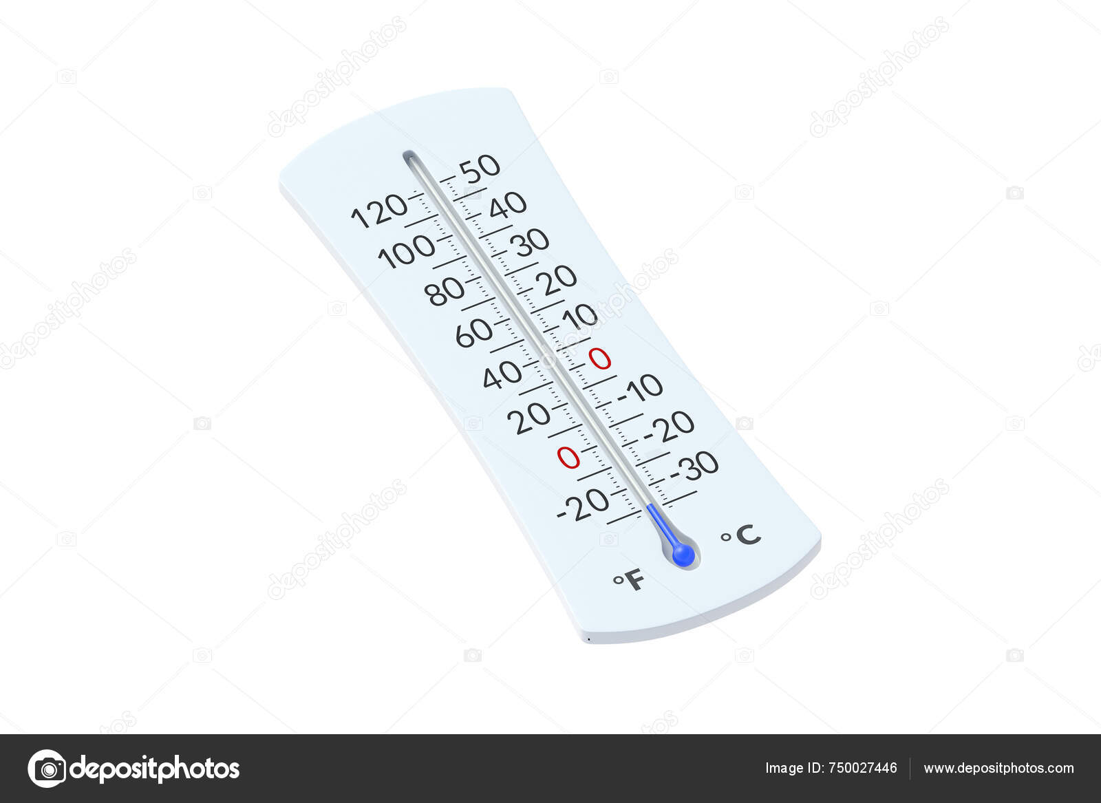 Thermometer Cold Temperature Isolated White Background Render — Stock ...