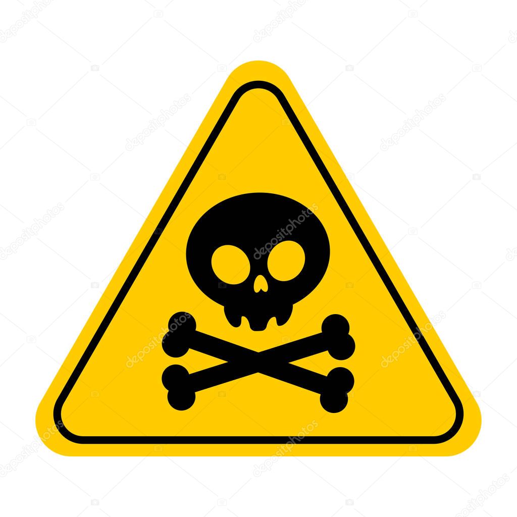 Peligro, signo tóxico icono del cráneo aislado sobre fondo blanco ...