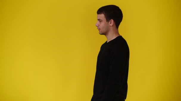 Video One Man Who Offers Shake Hands Yellow Background Concept — Stock ...