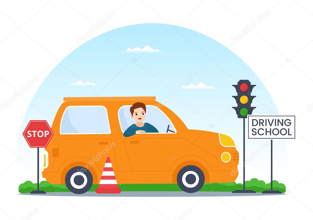 Escuela de conducción con proceso educativo de formación de automóviles ...