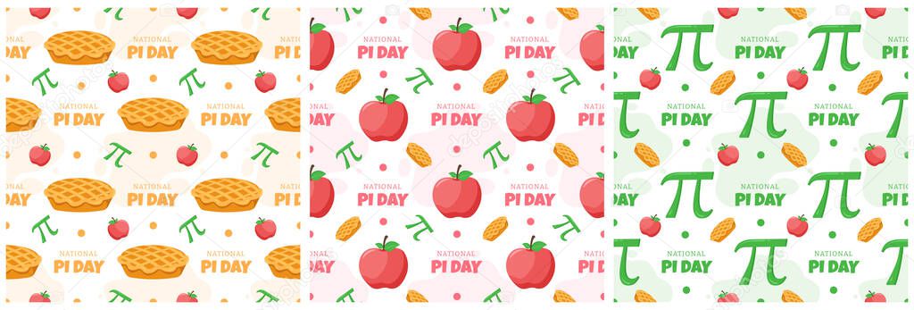 Conjunto de diseño de patrón inconsútil del día Pi con constantes ...