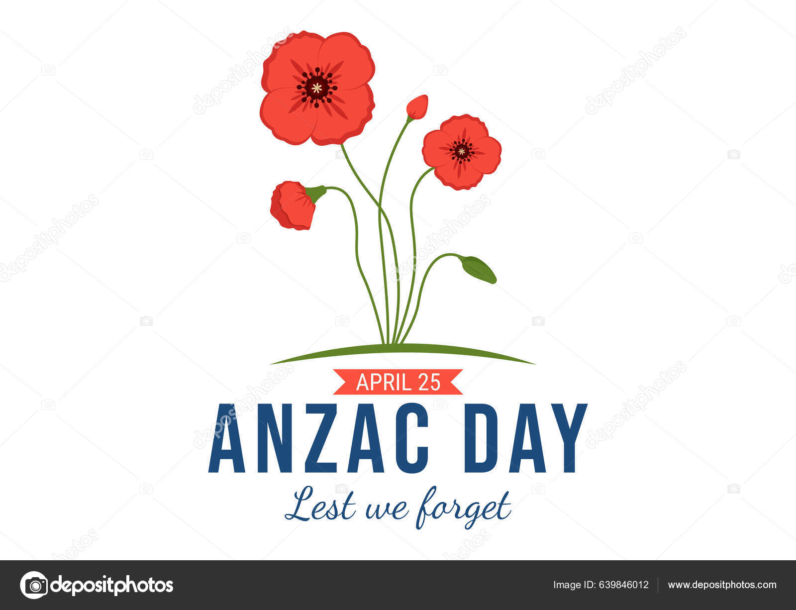 Anzac Day Lest Forget Illustration Remembrance Soldier Paying Respect ...
