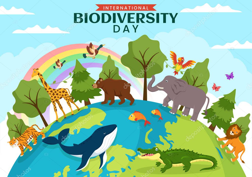 Día Mundial de la Biodiversidad el 22 de mayo Ilustración con ...