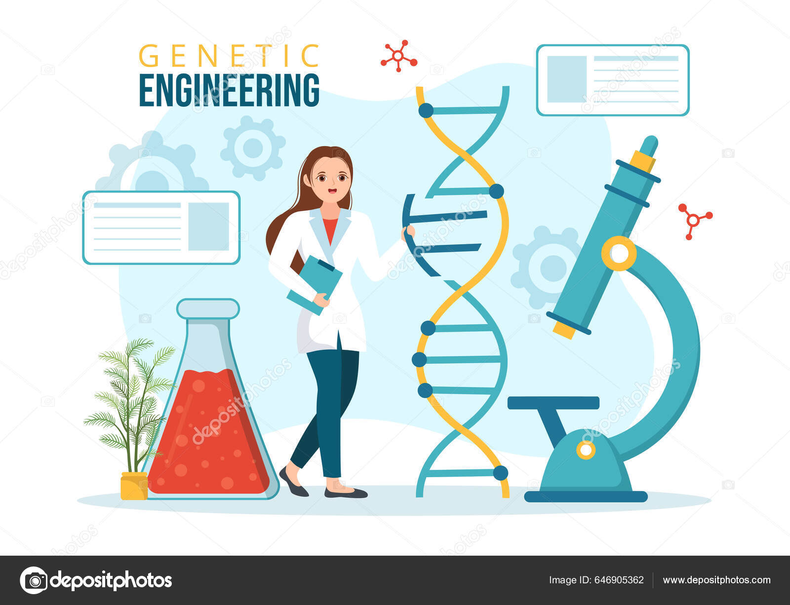 Genetic Engineering Dna Modifications Illustration Genetics Research ...
