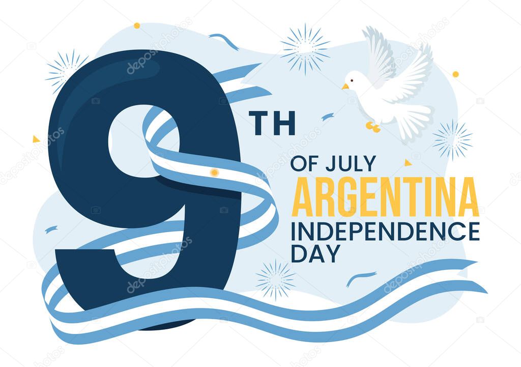 Feliz Día De La Independencia De Argentina El 9 De Julio Ilustración