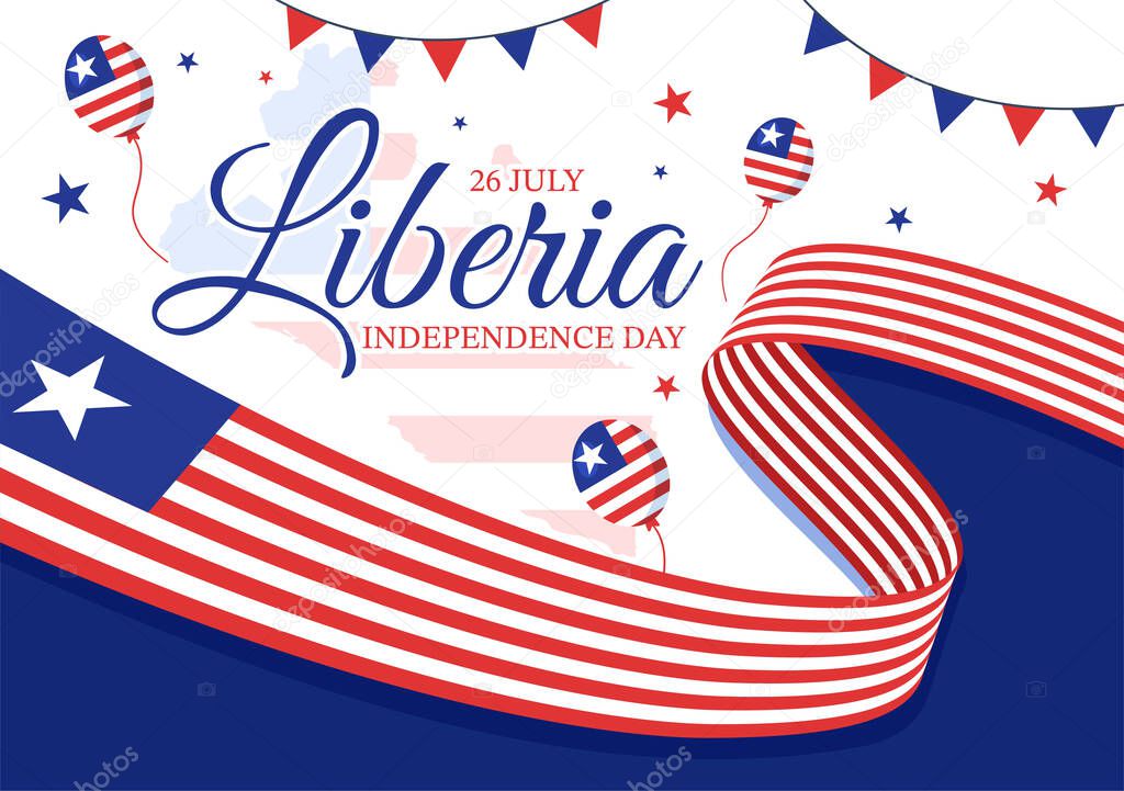 Feliz Día de la Independencia de Liberia Ilustración vectorial con ...
