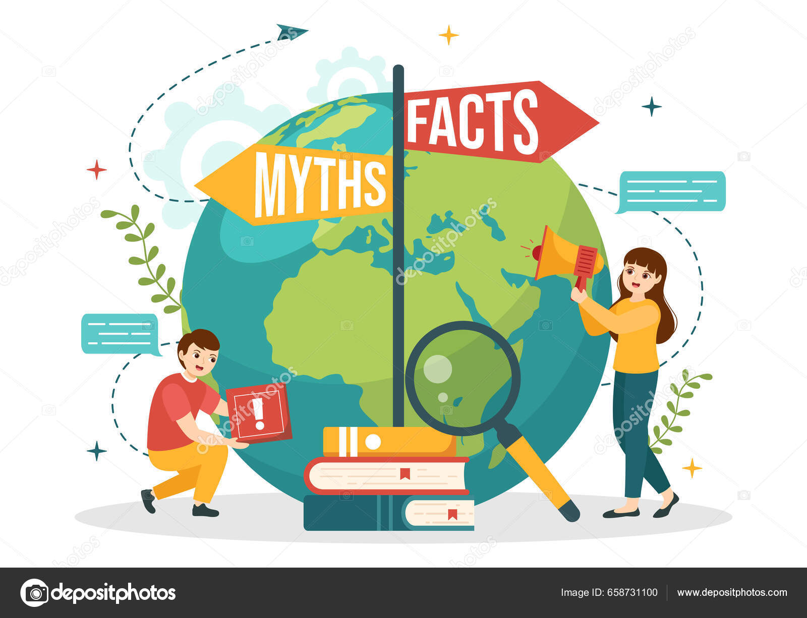 Image vectorielle Illustration Vectorielle Vérification Des Faits Avec ...