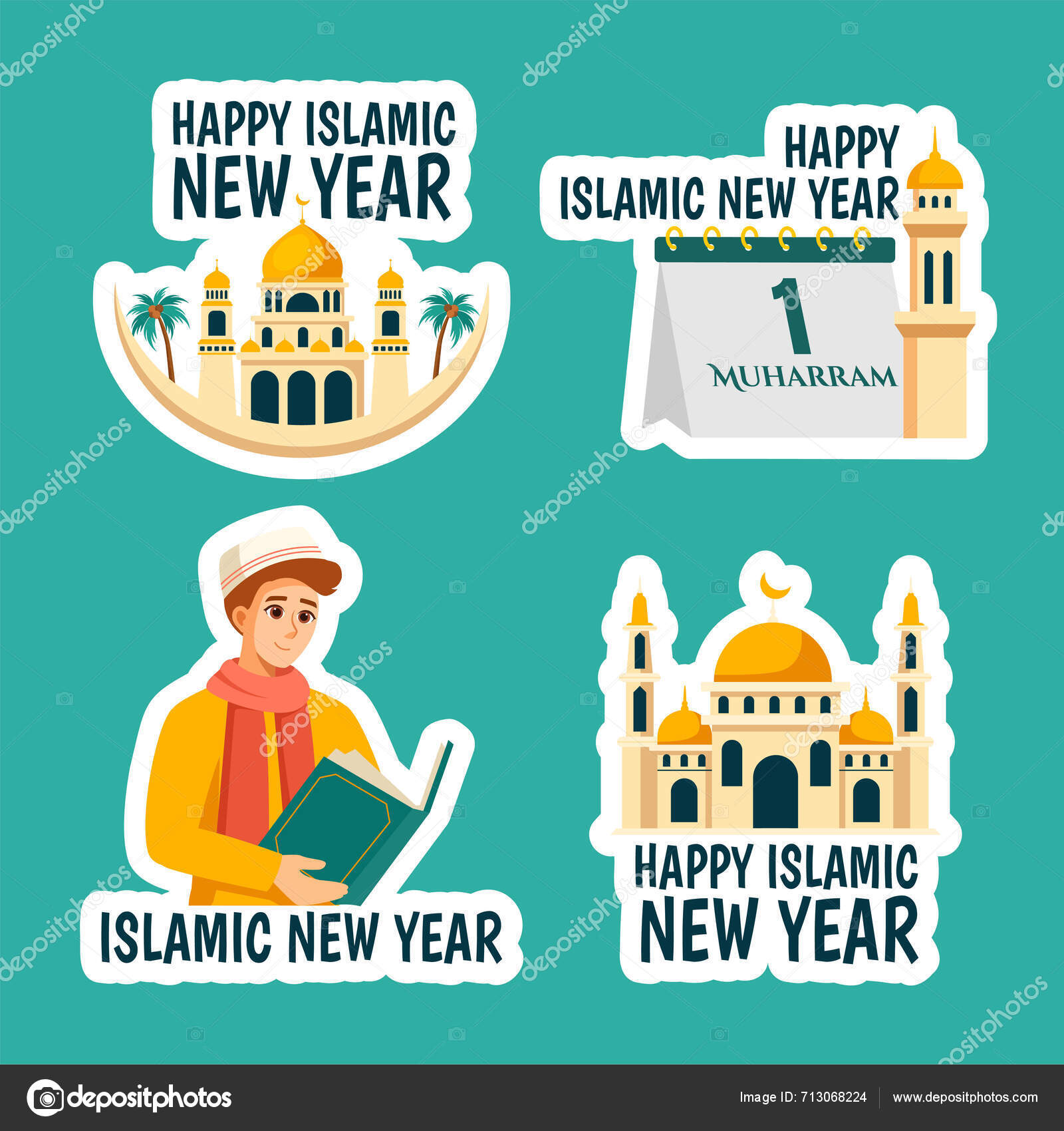 Slami Yeni Yıl Etiketi Düz Çizim Şablonları Çizim Arkaplan Resimleri ...