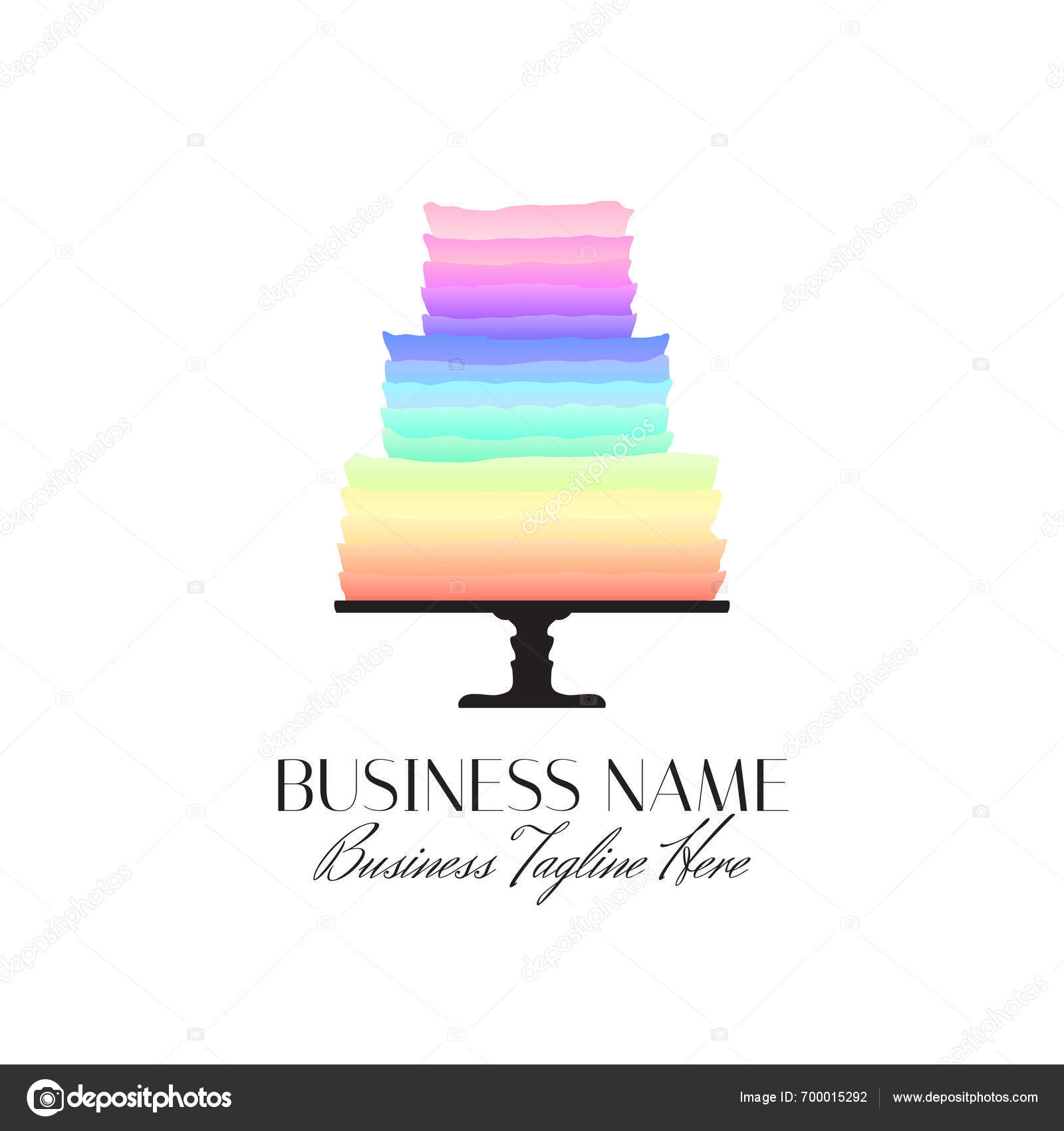 Rainbow Color Cake Logo Bakery Business Birthday Celebration Stock ...