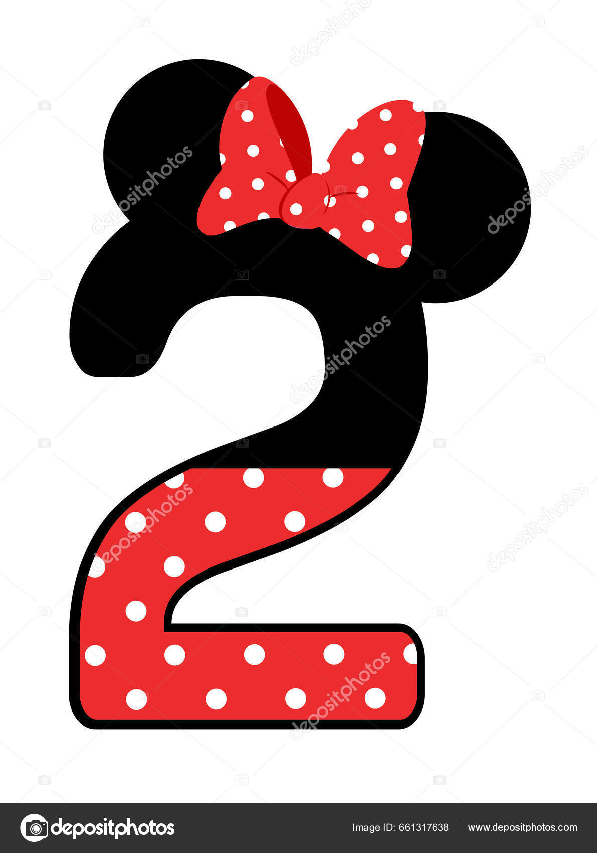 Minnie Mouse Número Bruxa Arco Vermelho Stock Vector by ©sladom 661317638