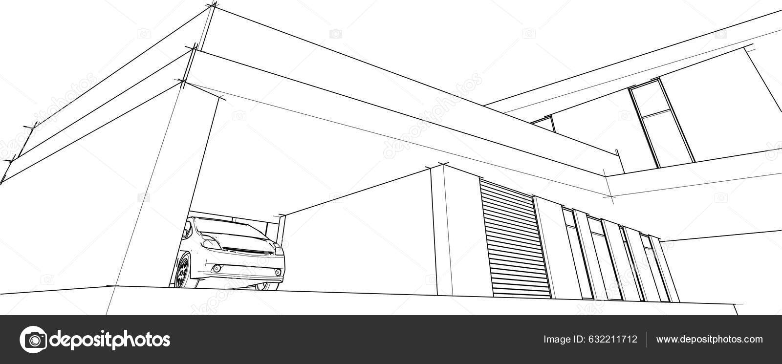Modern Geometric Architecture Design Rendering Estate Blueprint ...