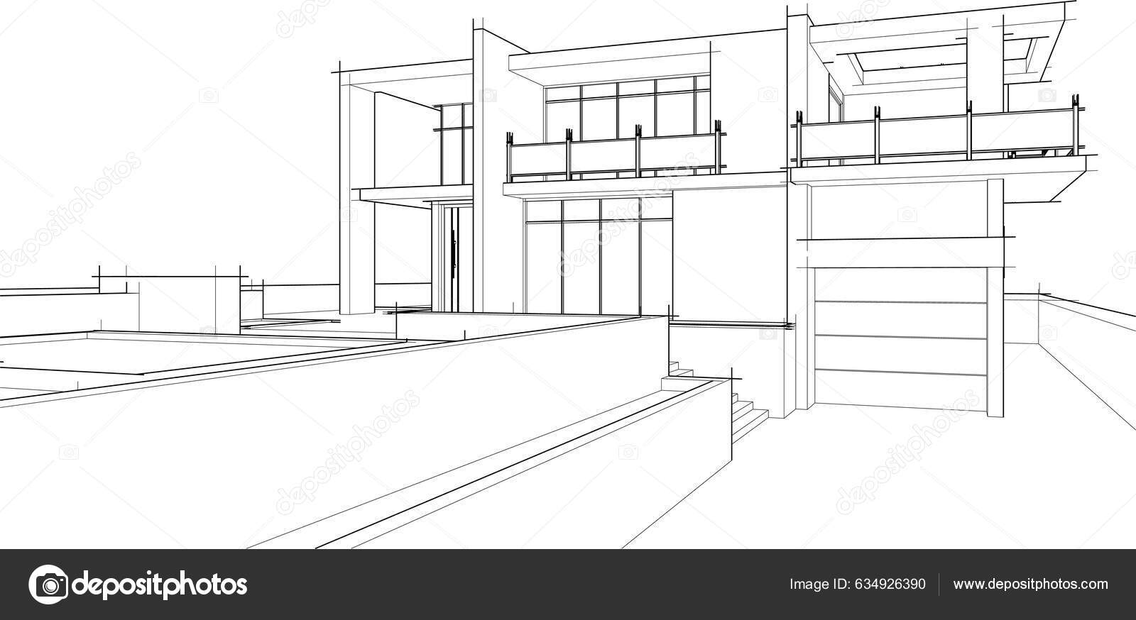 Modern Geometric Architecture Design Rendering Estate Blueprint ...