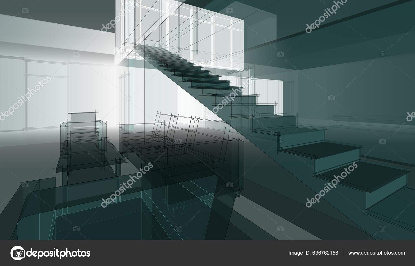 Modern Geometric Architecture Design Rendering Estate Blueprint ...