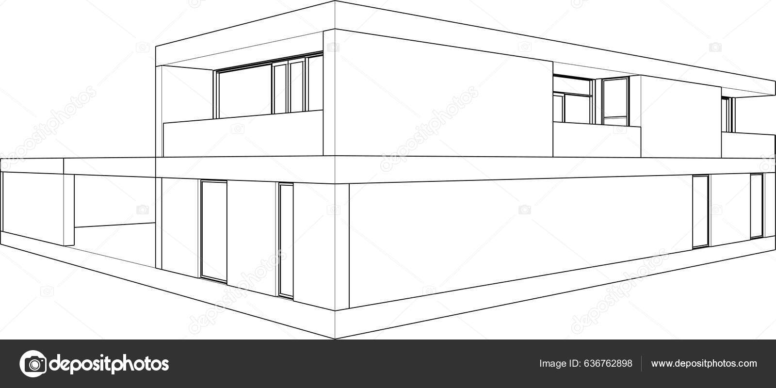 Modern Geometric Architecture Design Rendering Estate Blueprint ...