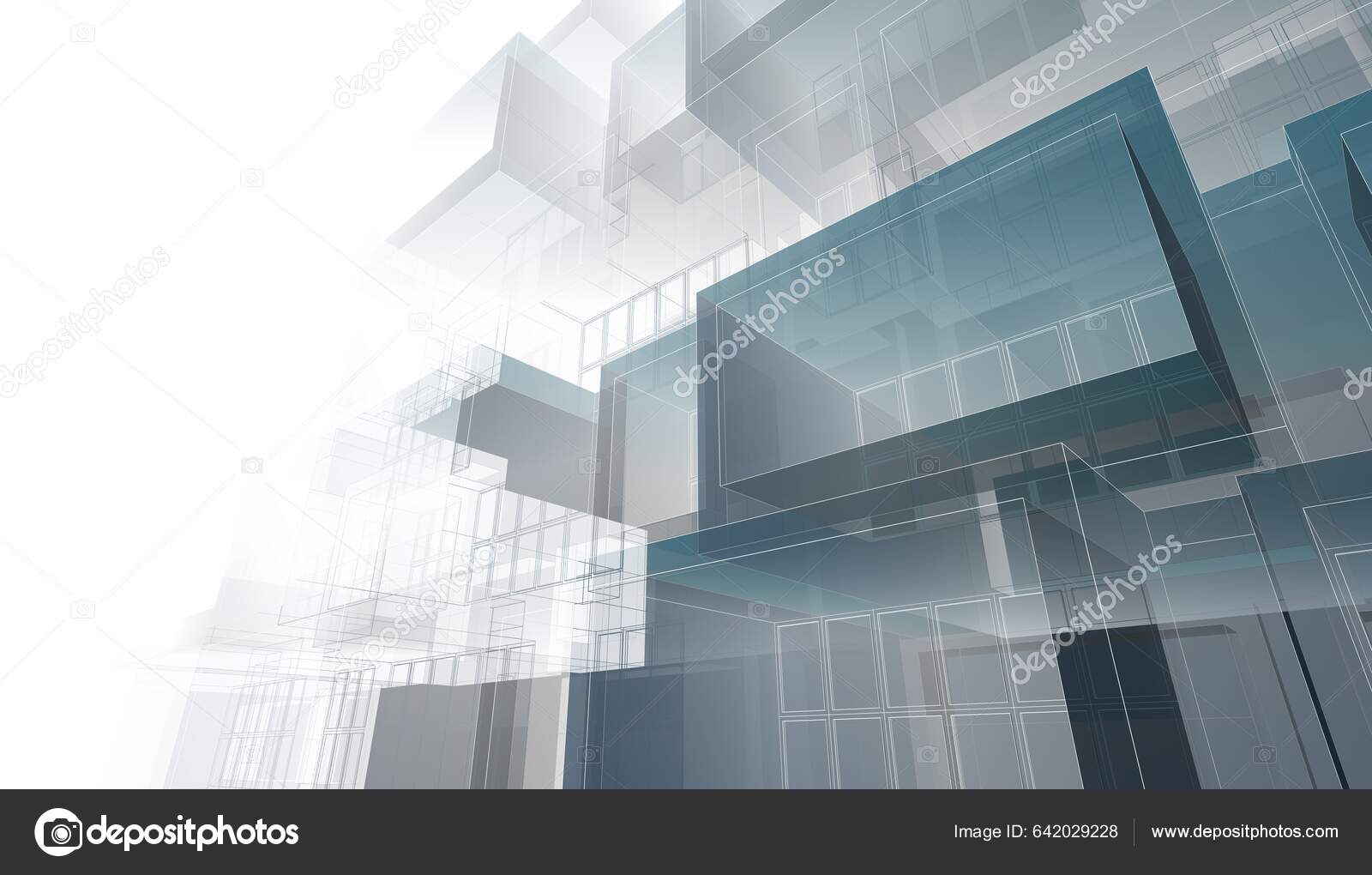 Desain Arsitektur Geometris Modern Rendering Cetak Biru Estate Seni ...