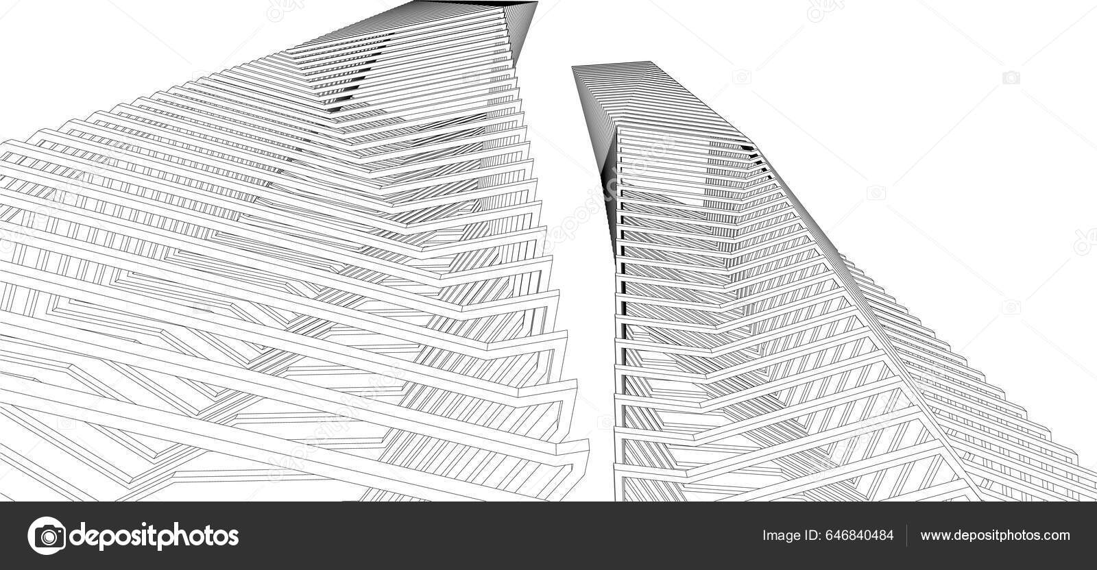 Abstract Architectural Wallpaper Skyscrapers Design Digital Concept ...
