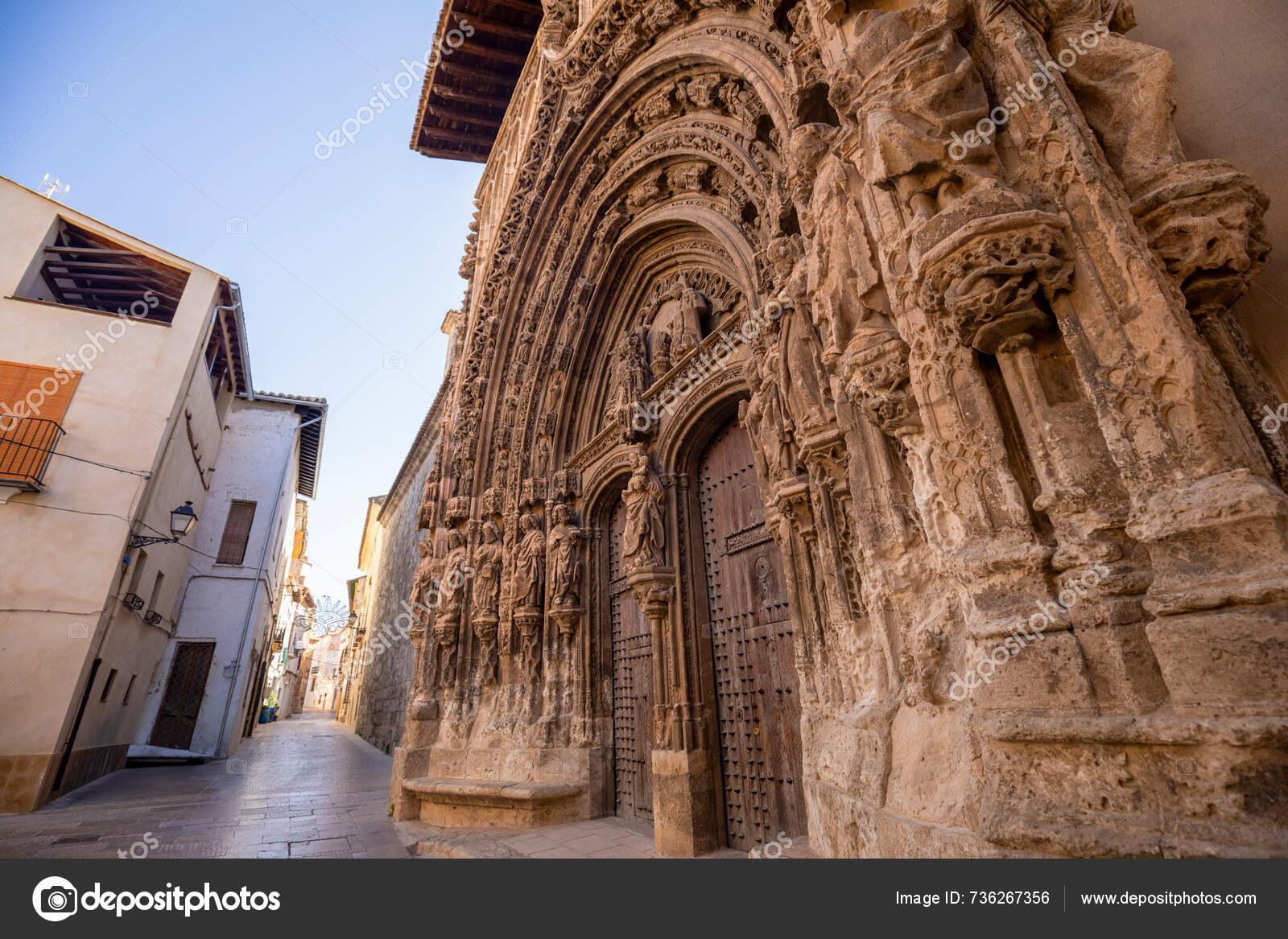 Gothic Facade Church Santa Mara Requena Valencia Spain Santa Maria ...
