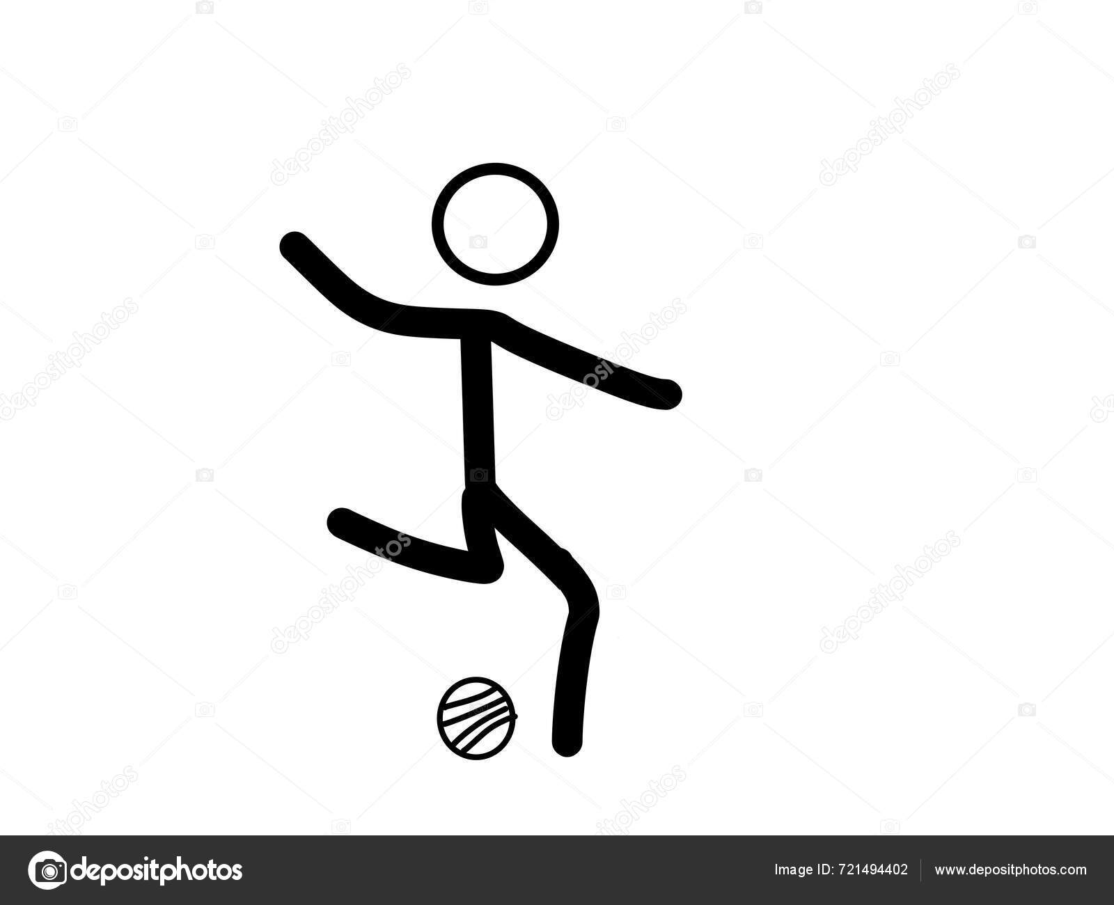 Image Stickman's Hand Kicking Ball Suitable Football Sport Theme ...