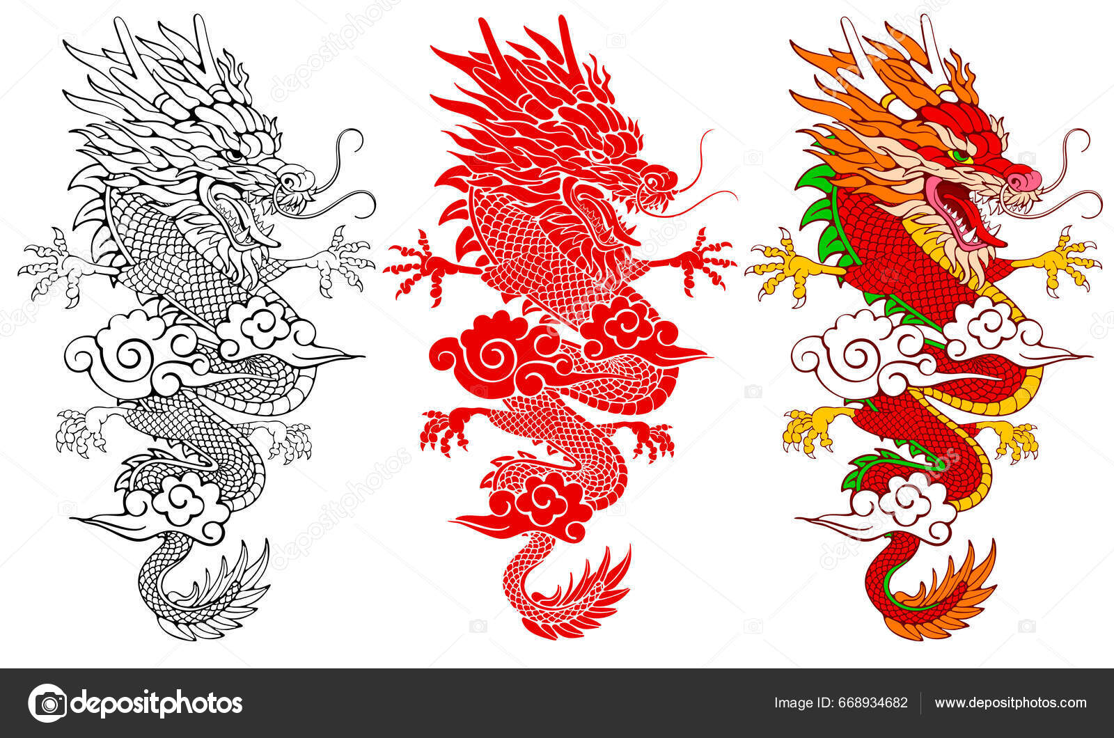 Silueta De Dragón Chino Vector