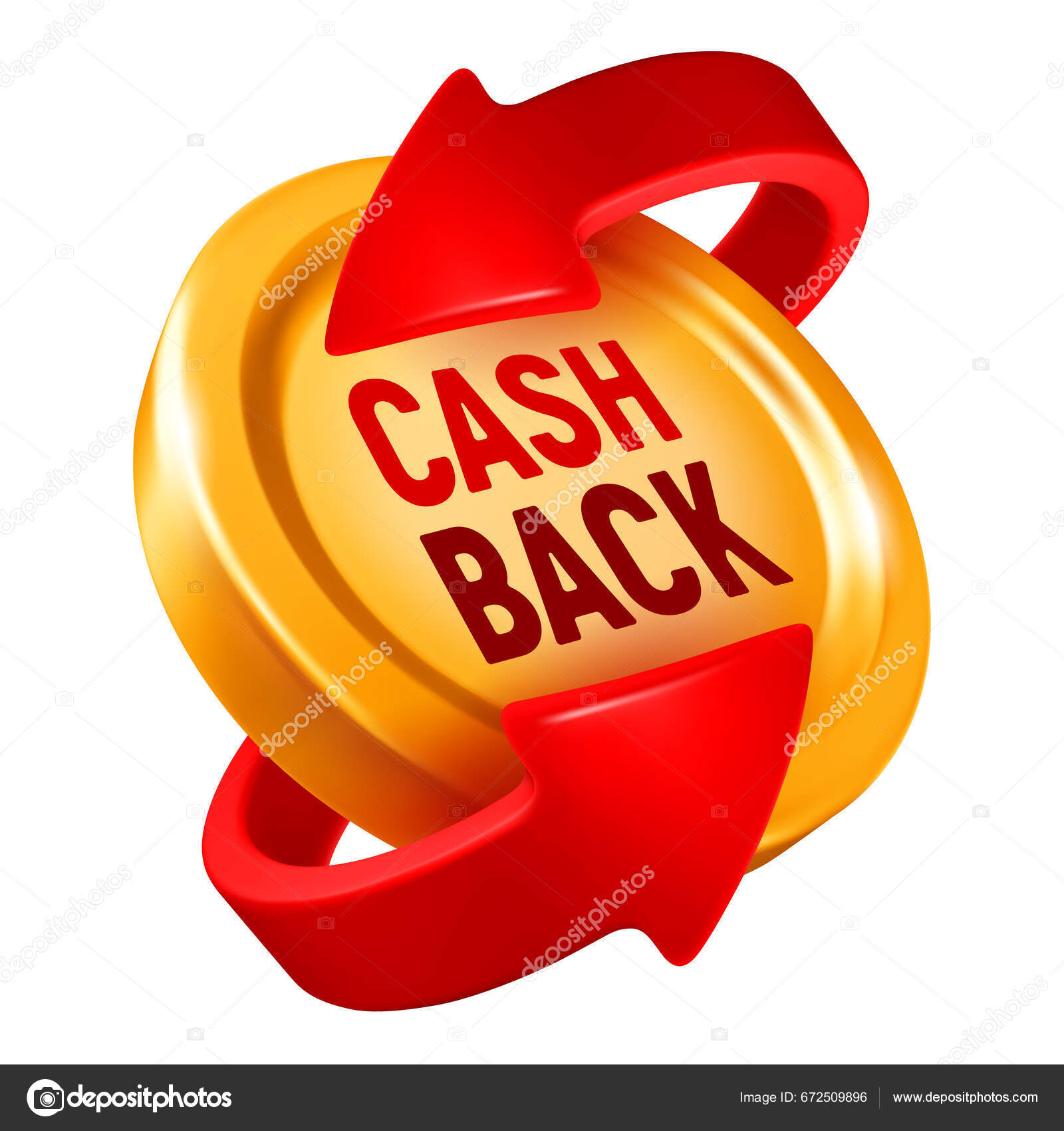 Cash Back Sign Realistic Red Arrows Which Symbolizing Cash Back Stock ...