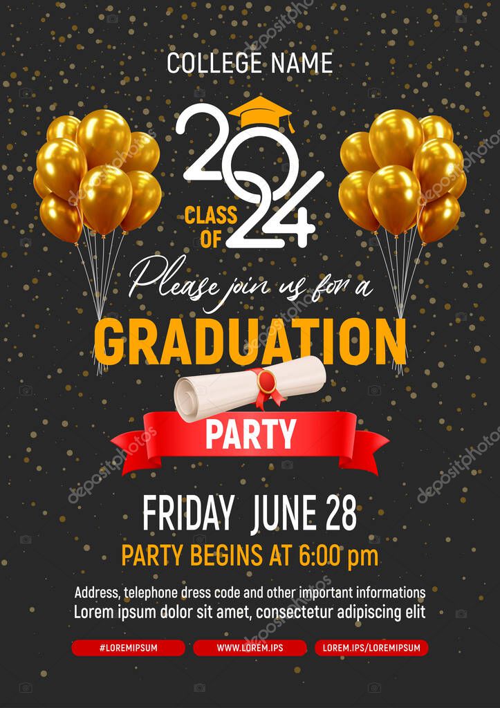 Plantilla de p ster de ceremonia de graduaci n, dise o de anuncio de evento de celebraci n con ...