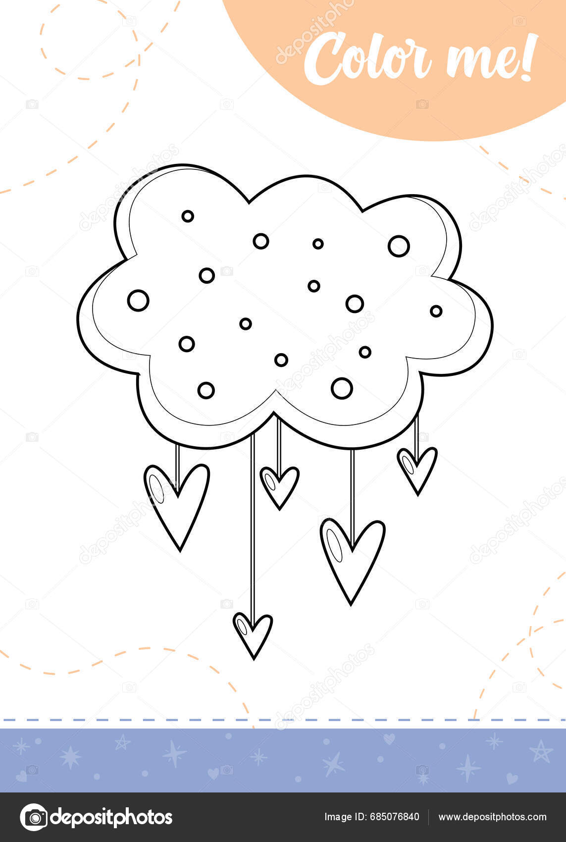 Coloring Page Kids Cartoon Cloud Printable Worksheet Vector ...