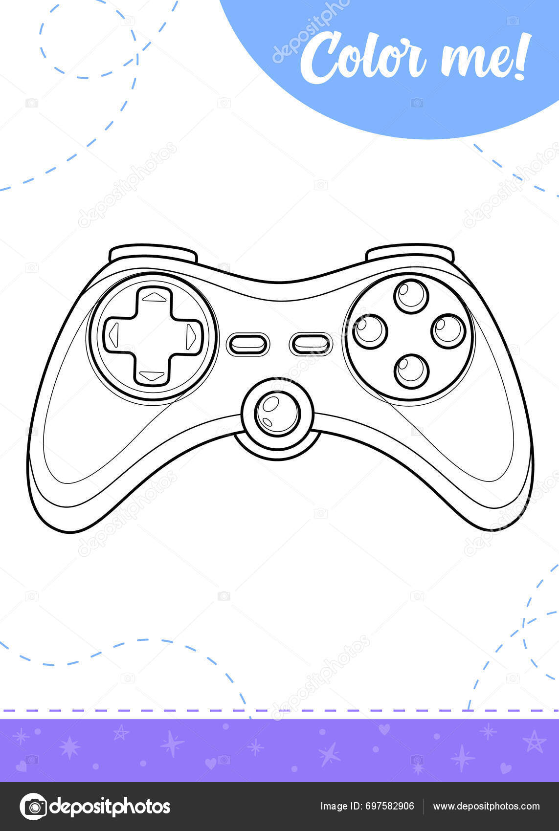 Coloring Page Kids Gaming Joystick Printable Worksheet Vector ...