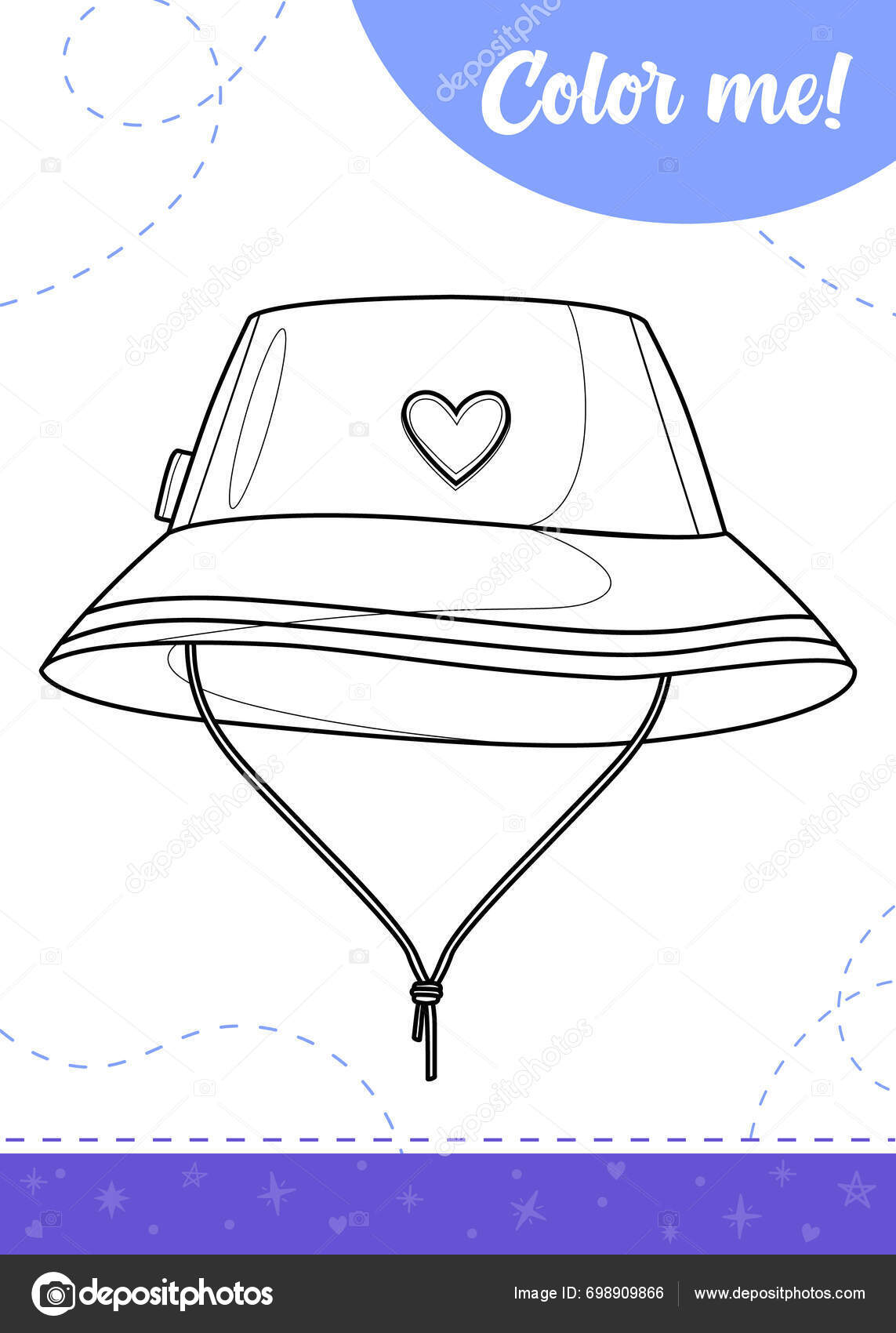 Coloring Page Kids Summer Hat Printable Worksheet Vector Illustration ...