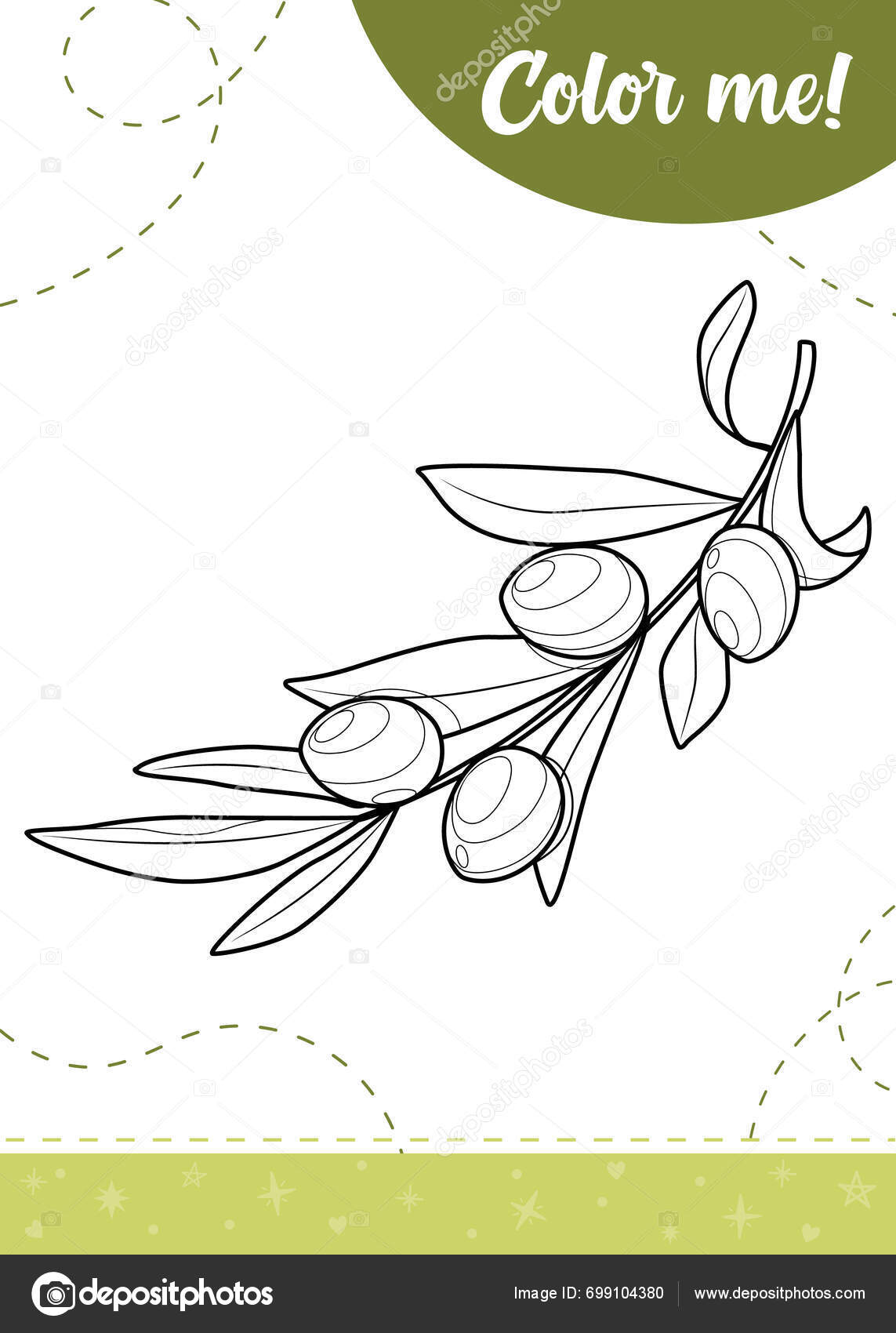 Coloring Page Kids Olive Tree Branch Printable Worksheet Vector ...