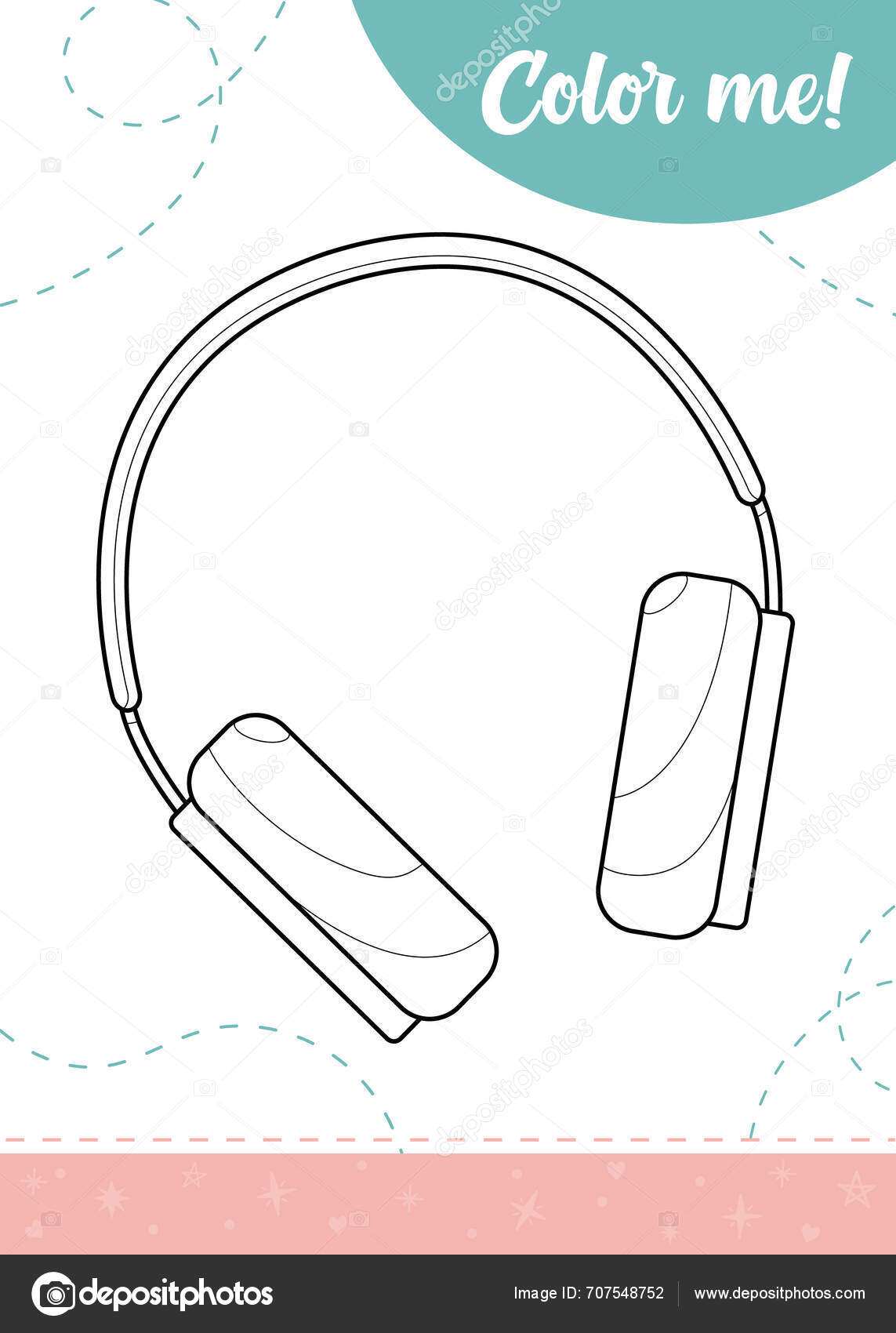Coloring Page Kids Headphones Printable Worksheet Vector Illustration ...