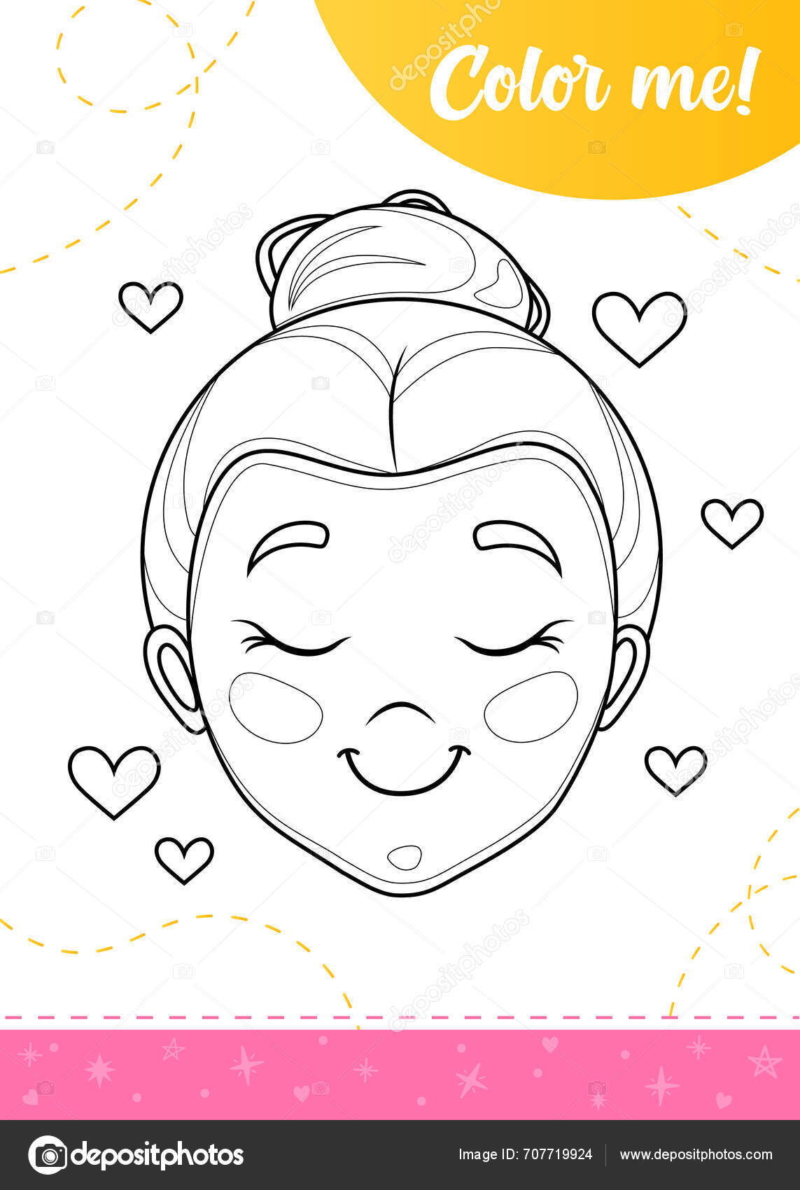 Coloring Page Kids Cute Cartoon Girl Character Printable Worksheet ...
