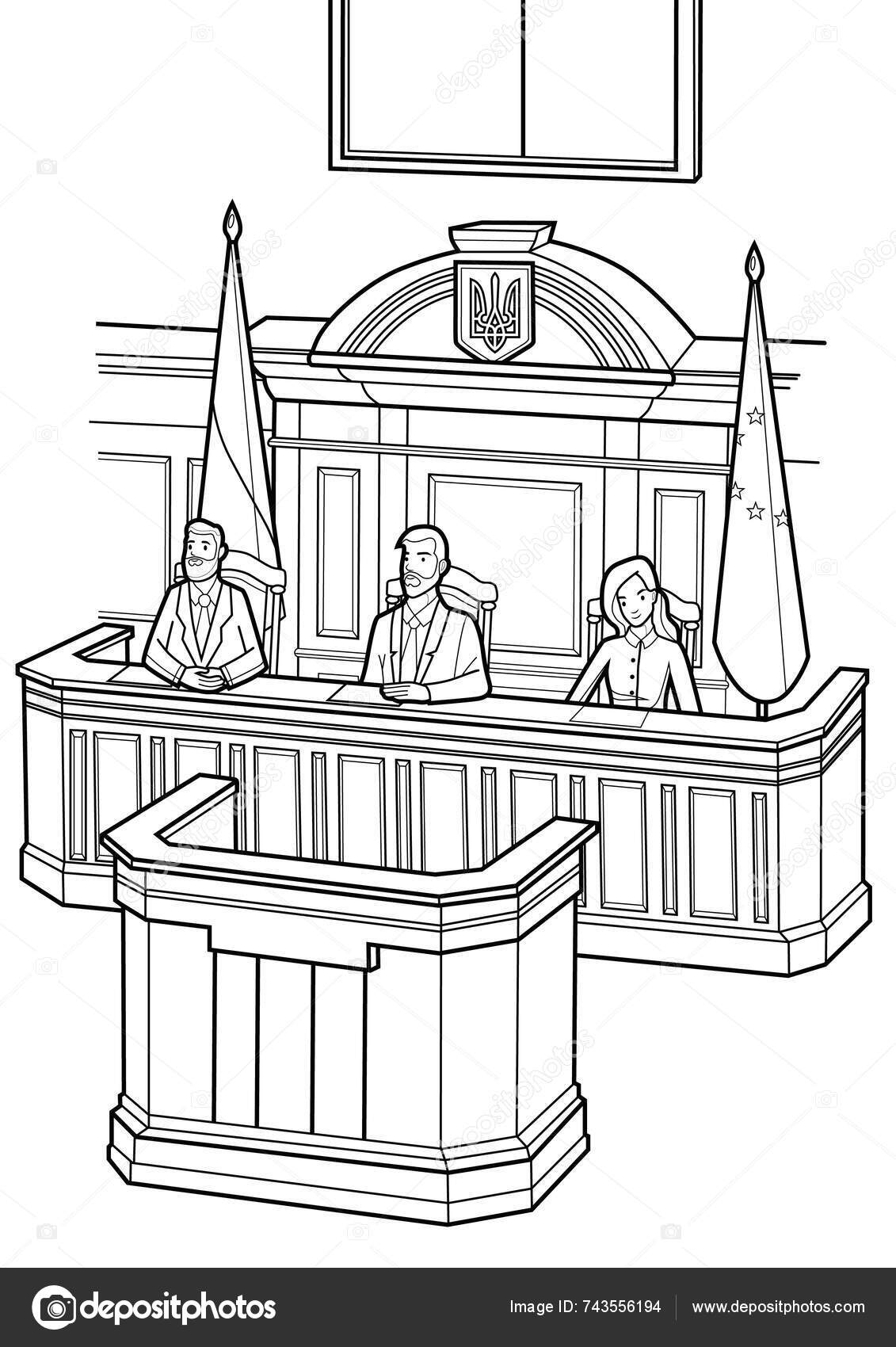 Coloring Page Kids Cartoon Illustration Plenary Session Verkhovna Rada ...