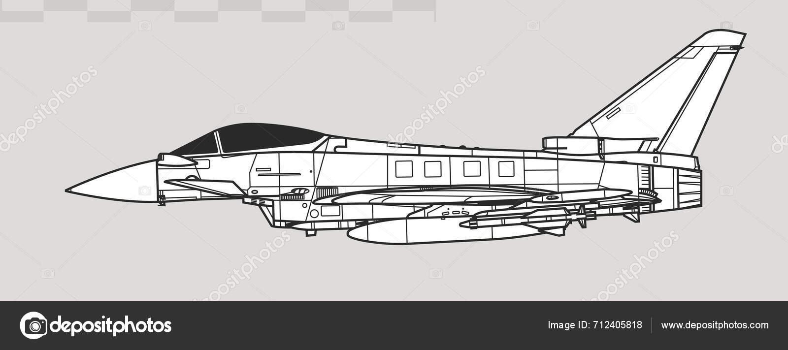 Eurofighter Typhoon Vector Drawing Multirole Fighter Side View Image ...