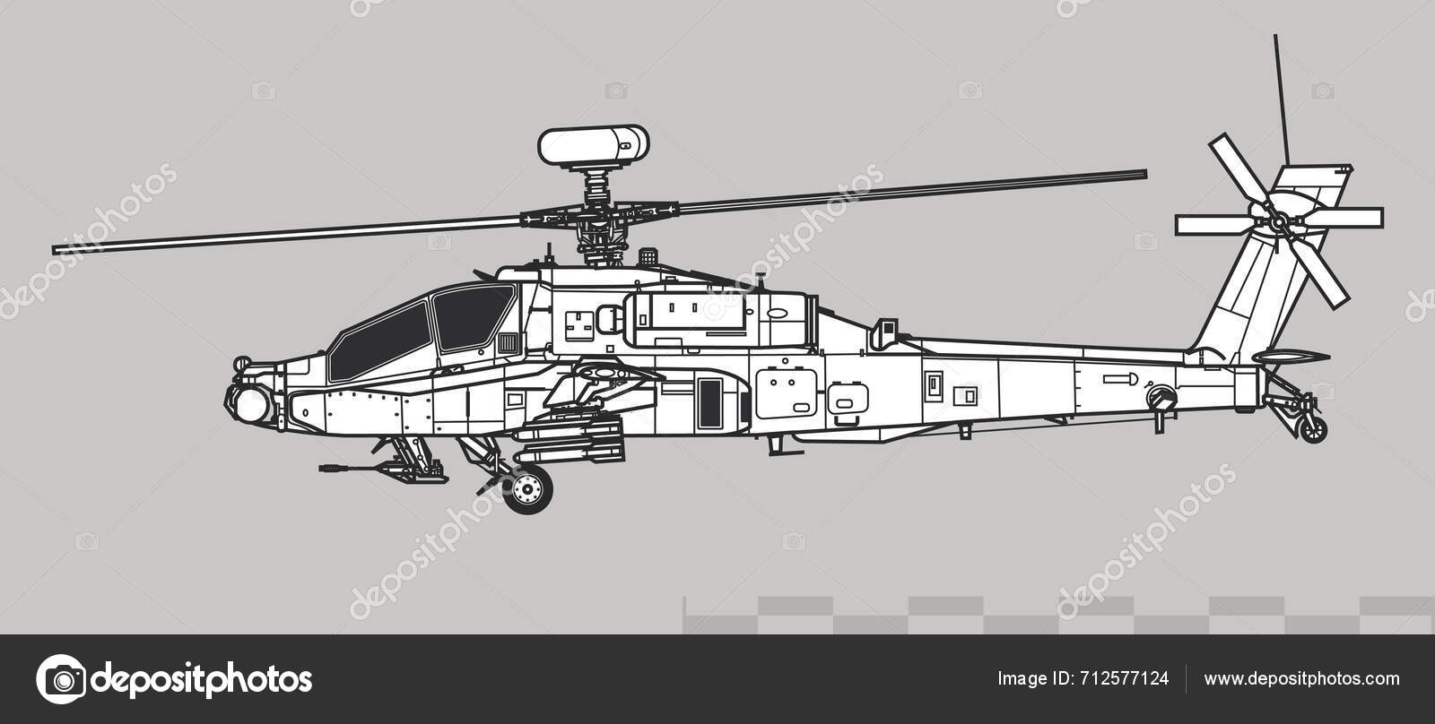 Boeing 64D Apache Longbow Agustawestland Apache Vector Drawing Attack ...
