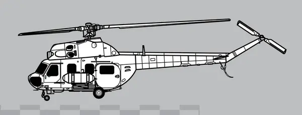 Mil Mi-2 Hoplite. Dibujo vectorial del helic ptero de transporte militar. Vista lateral. Imagen ...