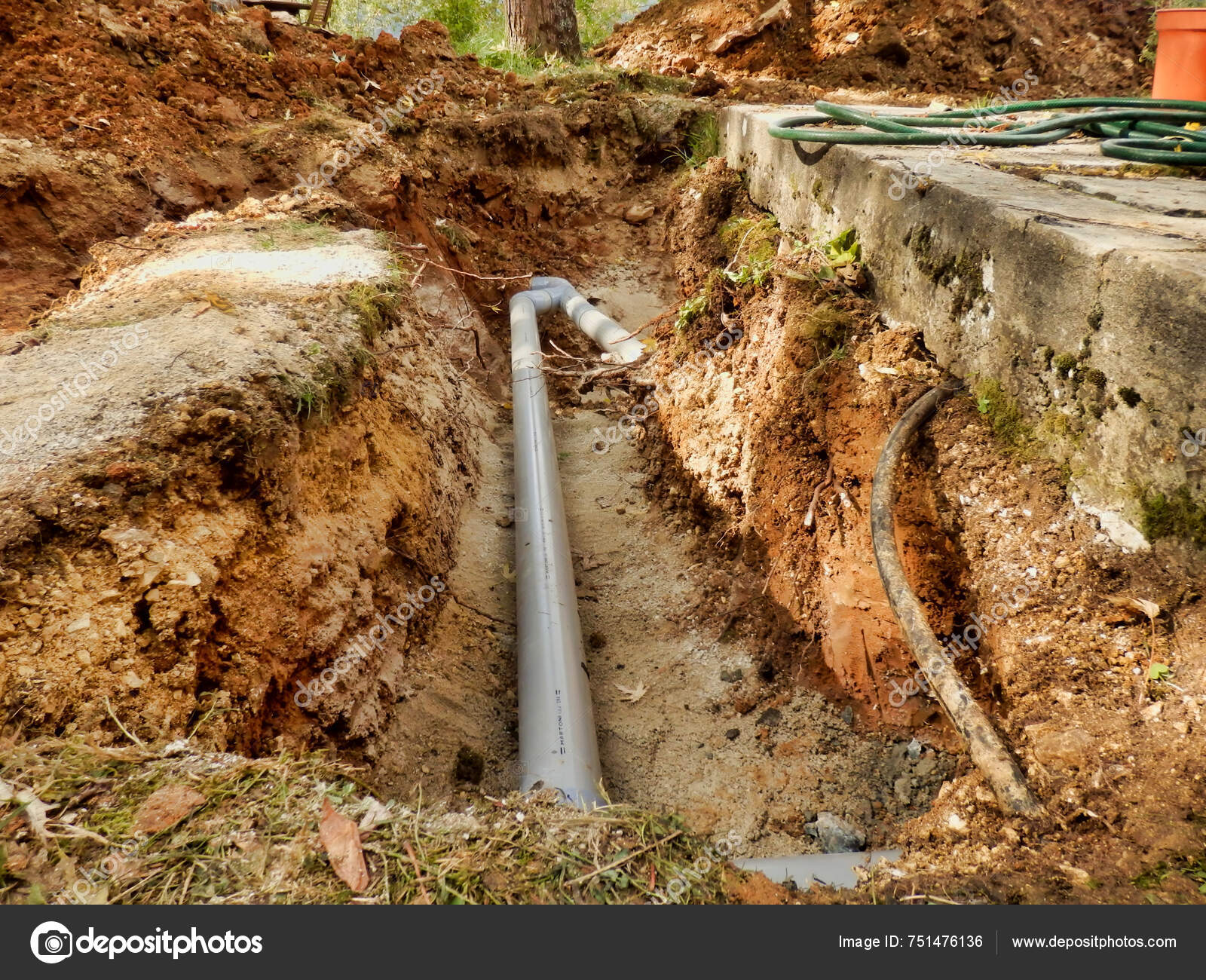 Drainage Pipes Being Installed Bed Sand New Water Filter System — Stock ...