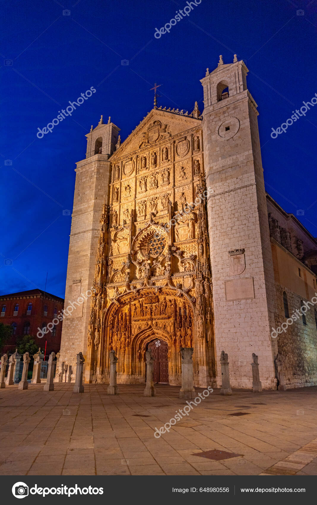 Night View San Pablo Church Spanish Town Valladolid — Stock Photo ...