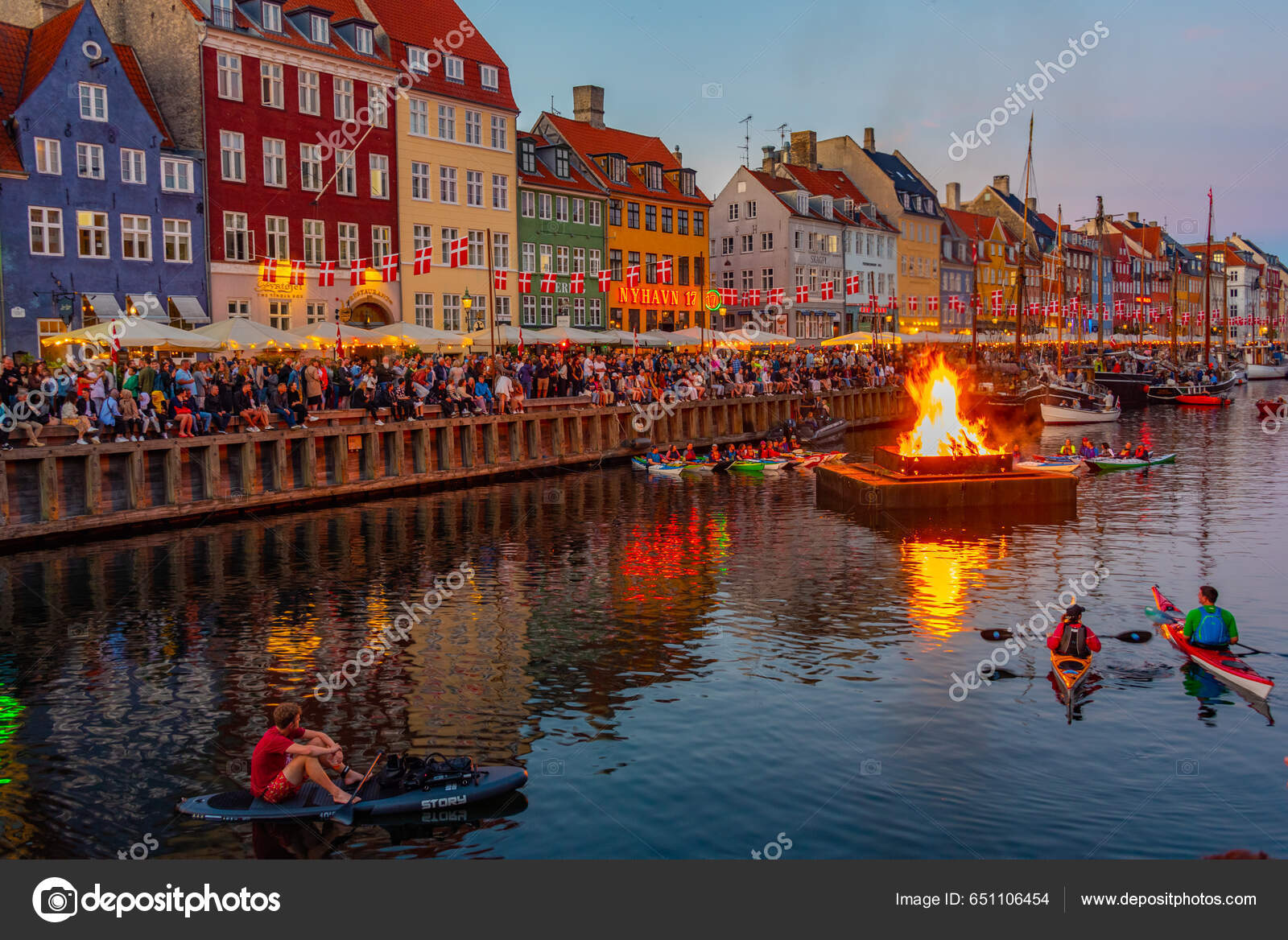 Copenhagen Denmark June 2022 Midsummer Celebrations Old Nyhavn Port ...