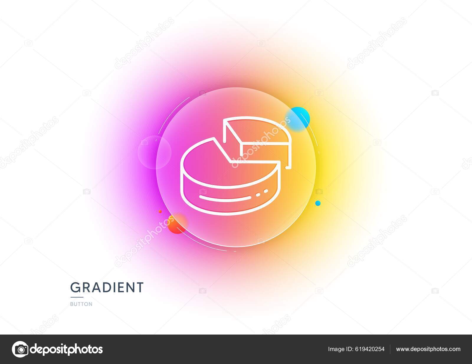 Pie Chart Line Icon Gradient Blur Button Glassmorphism Presentation ...