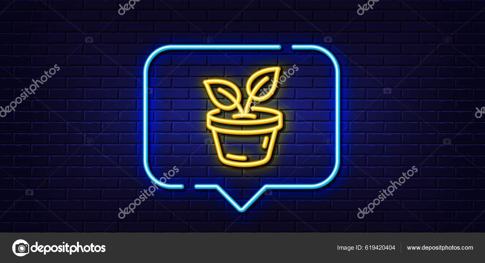 Neon Light Speech Bubble Leaves Line Icon Grow Plant Leaf Stock Vector ... Neon Light Speech Bubble Leaves Line Icon Grow Plant Leaf Stock Vector ...