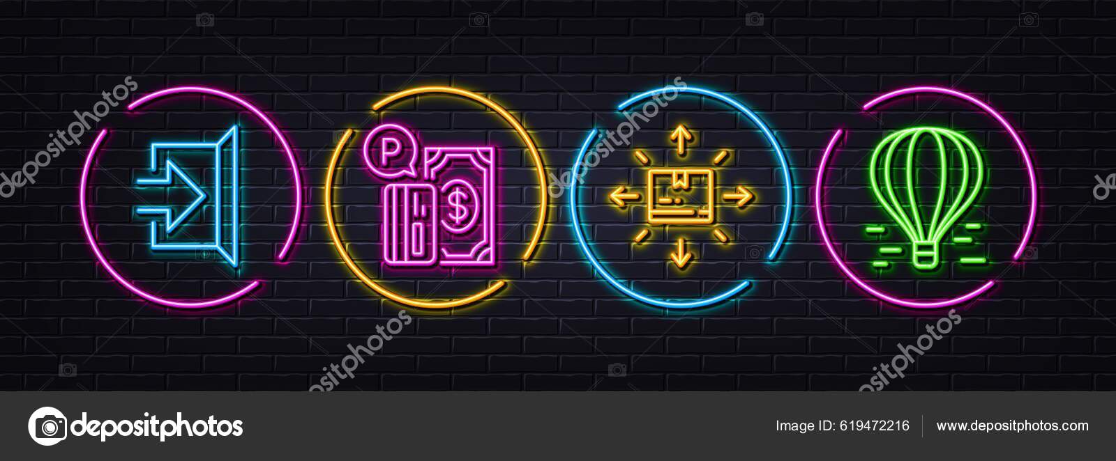 Exit Cardboard Box Parking Payment Minimal Line Icons Neon Laser Stock Vector Image by ...